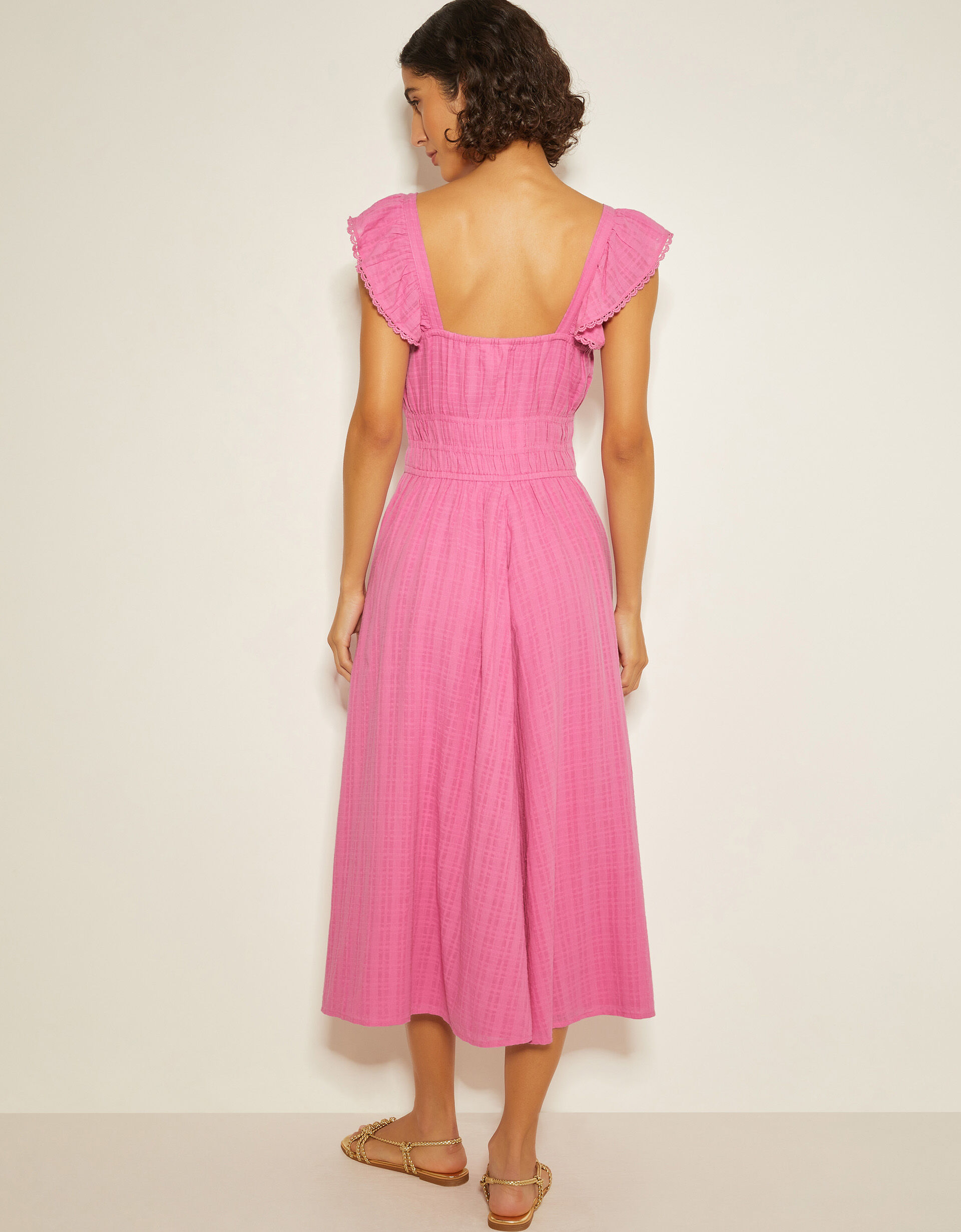 Marlee Ruffle Midi Sun Dress Pink
