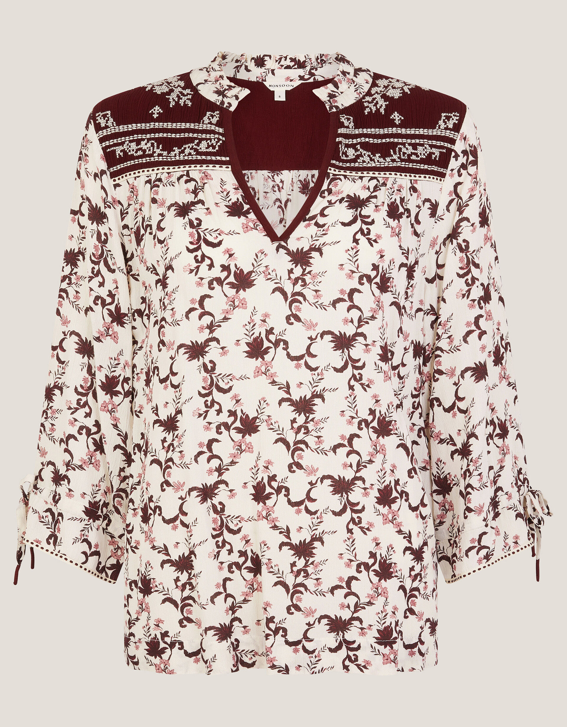 Jacqueline Floral Print Top Ivory | Tops & T-shirts | Monsoon UK.