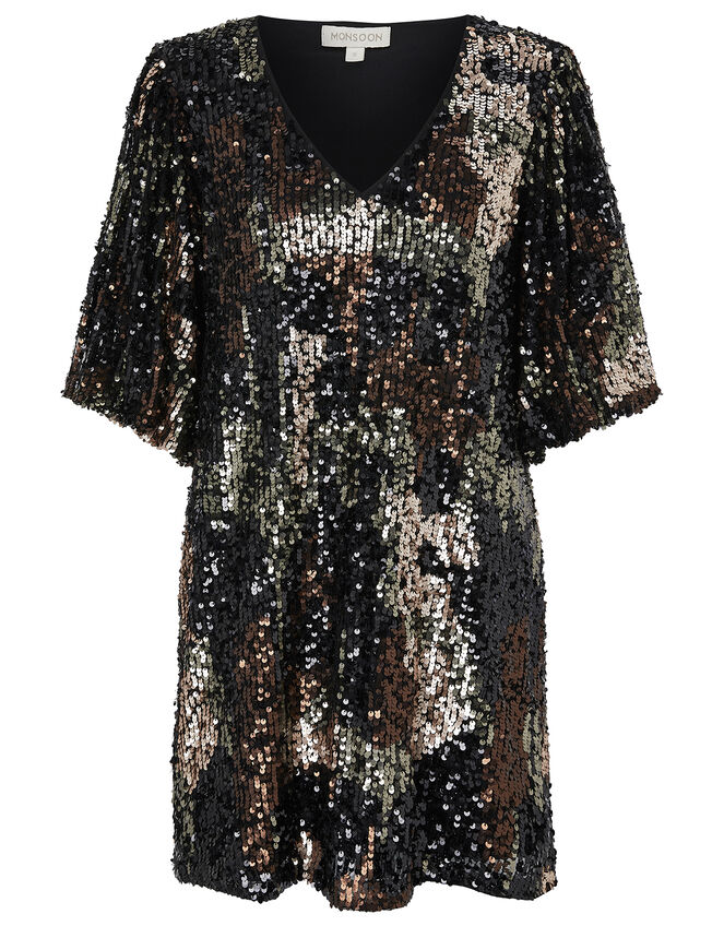 Carmen Camo Sequin Short Dress | Evening Dresses | Monsoon UK.