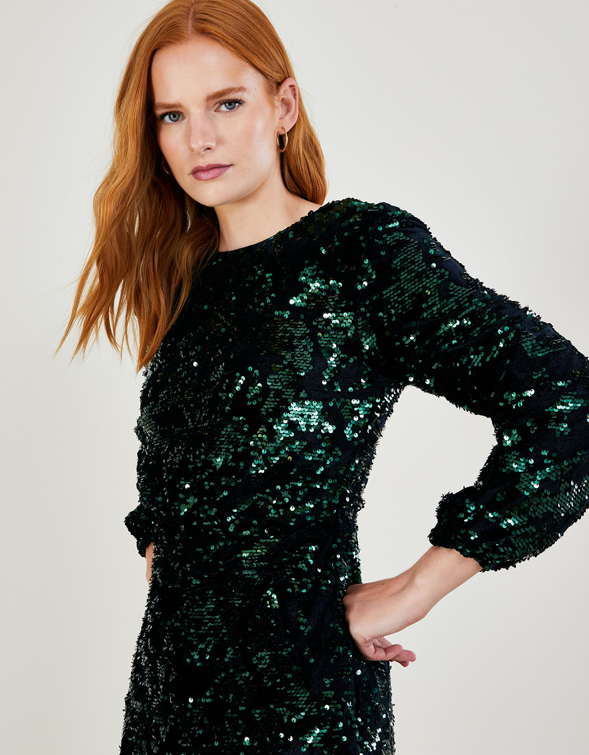 Kayleigh Sequin Shift Dress Green