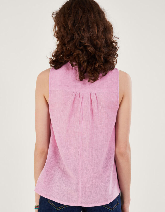 Long Line Tank Top in Linen Blend Pink | Vests, Camisoles And ...