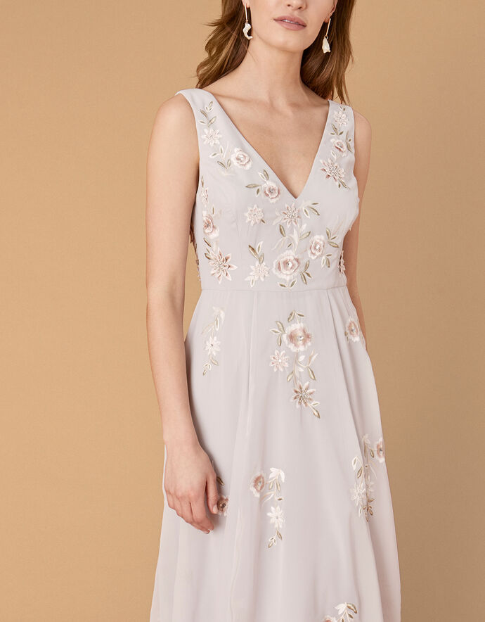 Addison Floral Embroidered Maxi Dress Blue