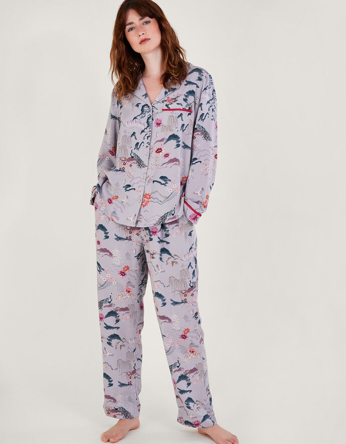 Bianca Print Pyjama Set Purple | Pyjamas | Monsoon UK.