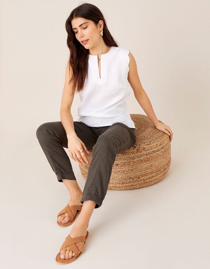 Plain Tank Top in Pure Linen White | Vests, Camisoles And Sleeveless ...