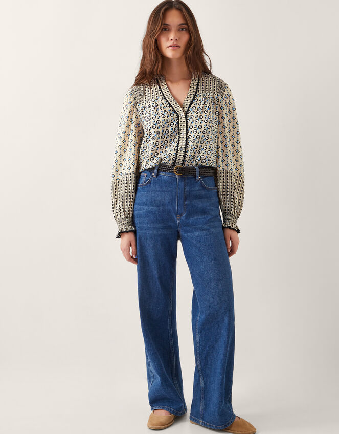 Jemmie Geometric Print Blouse Ivory | Tops & T-shirts | Monsoon UK.