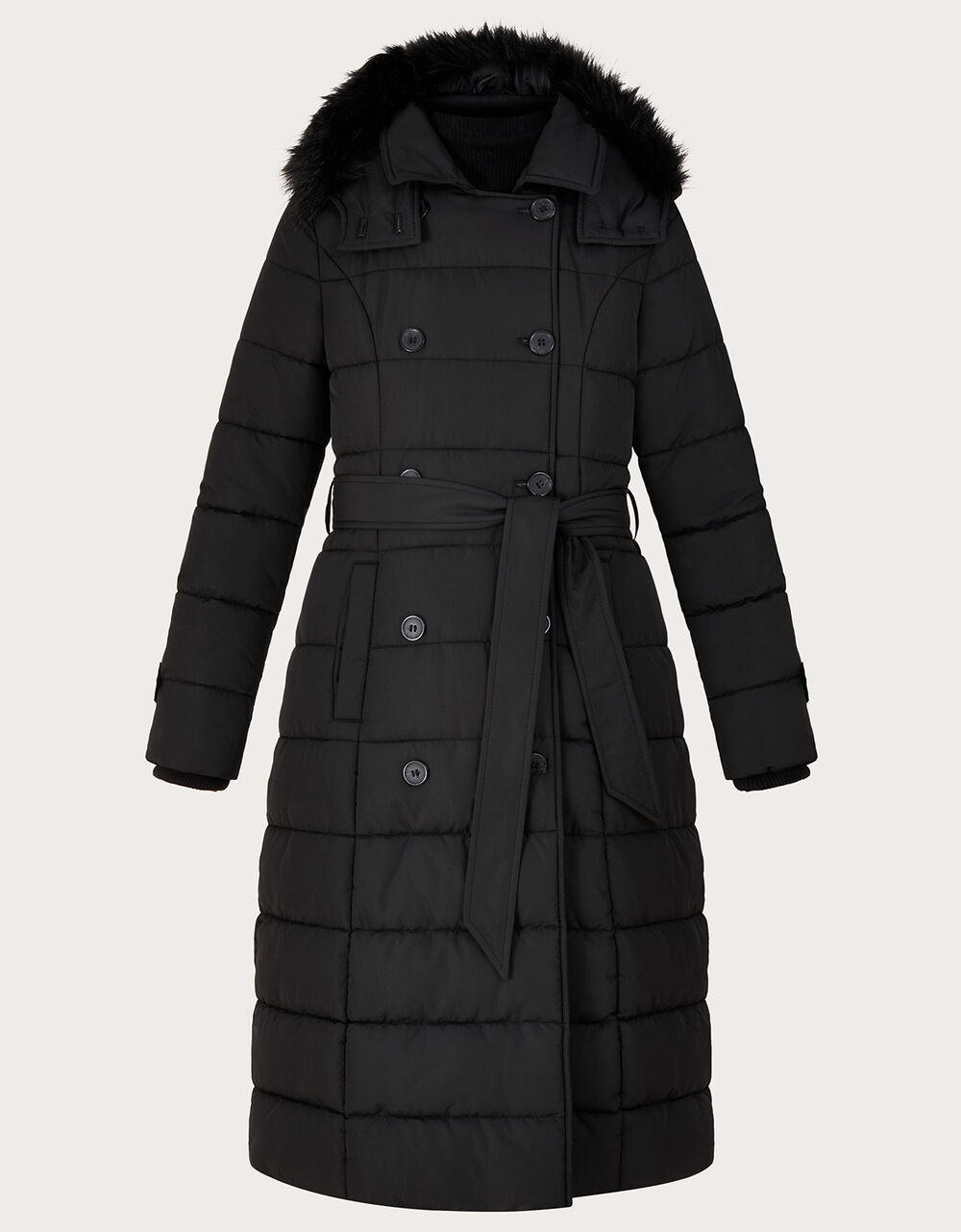 Roxy Padded Belted Coat with Recycled Polyester Black | Women's Coats ...