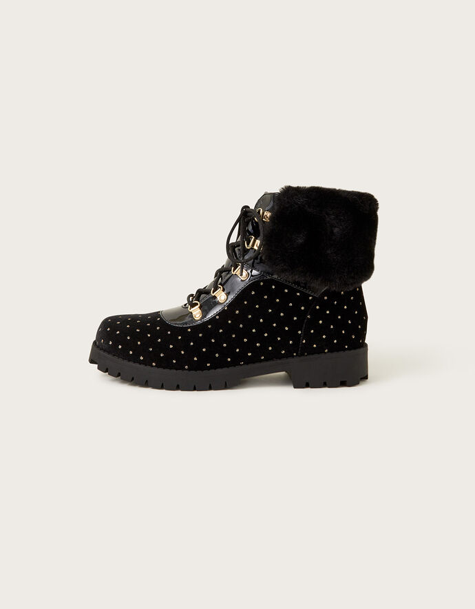 Velma Velvet Biker Boots Black | Shoes | Monsoon UK.