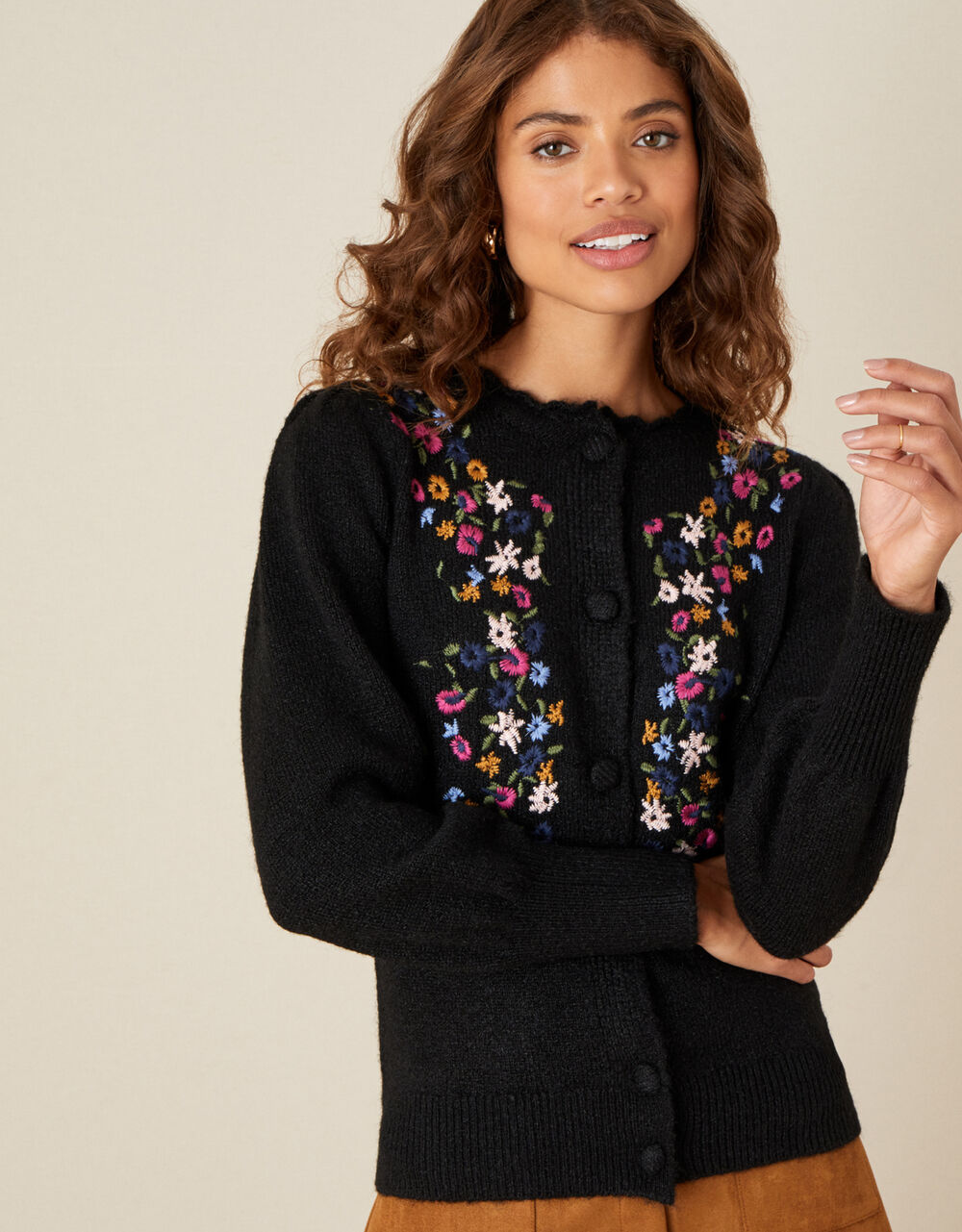 Embroidered Flower Cardigan Black | Cardigans | Monsoon UK.