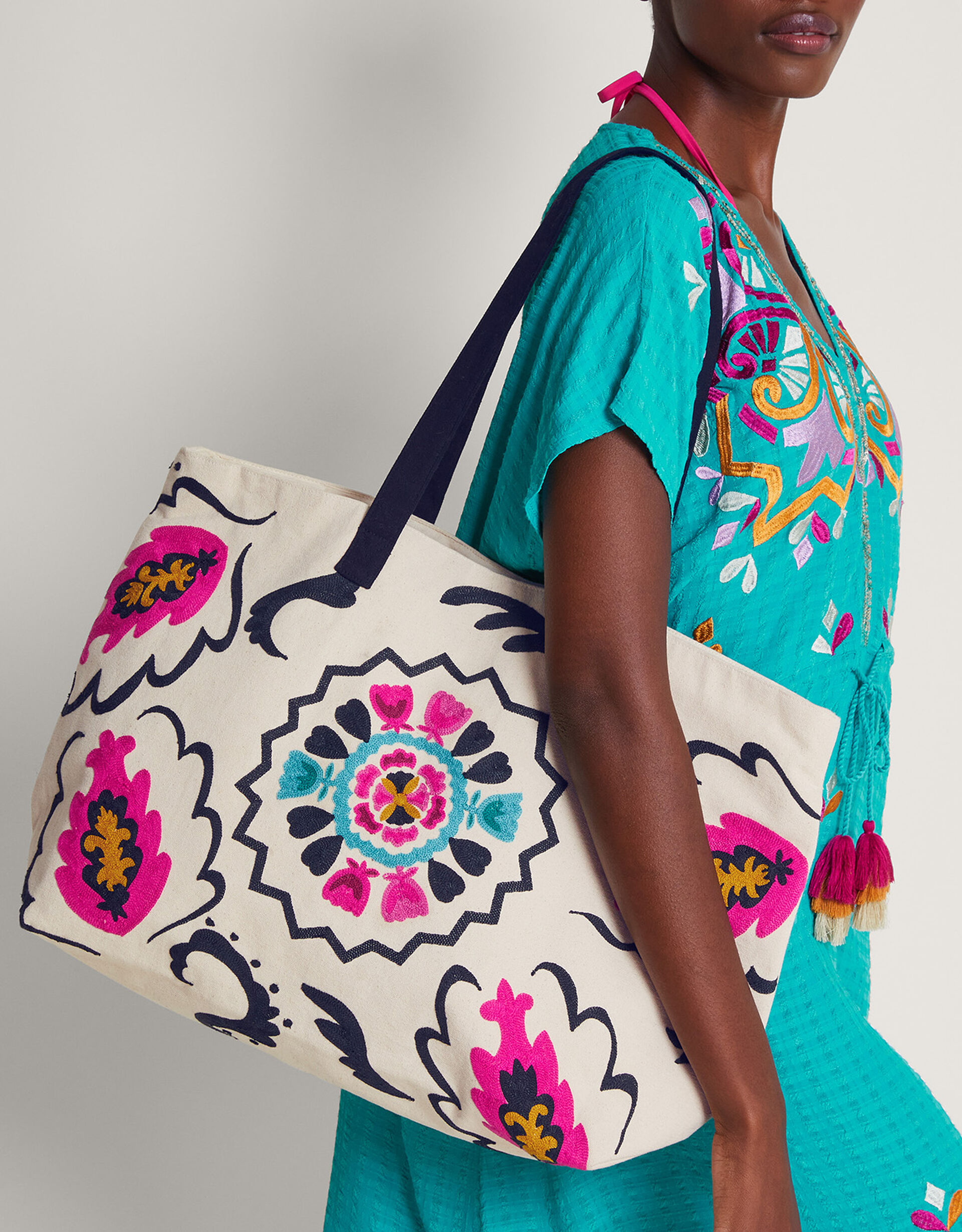 Embroidered Beach Bag | Accessories | Monsoon UK.