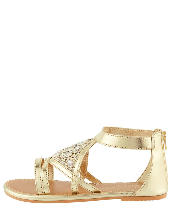 Embellished Diamond Sandals Gold