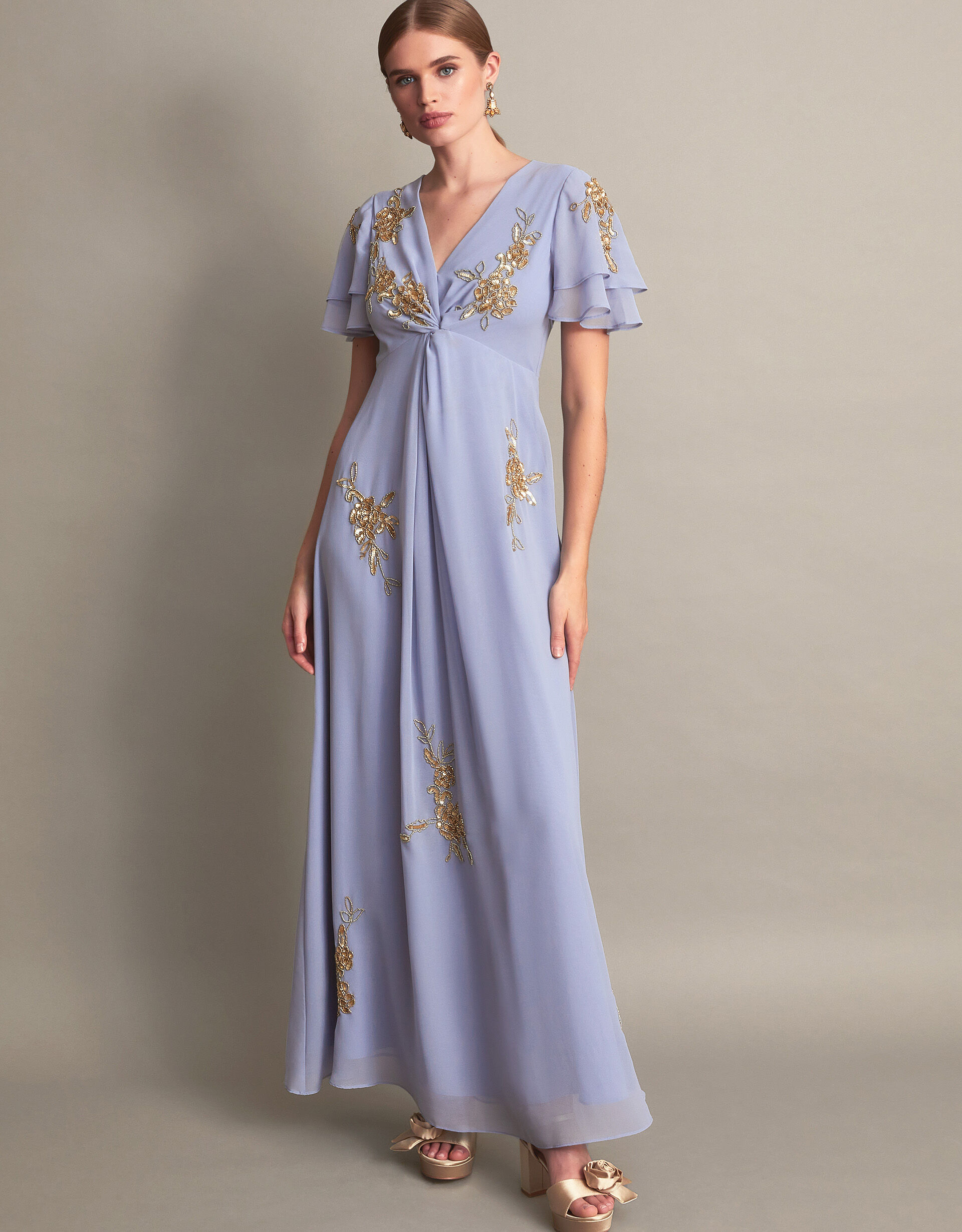 Kendra Embellished Maxi Dress Blue | Evening Dresses | Monsoon UK.