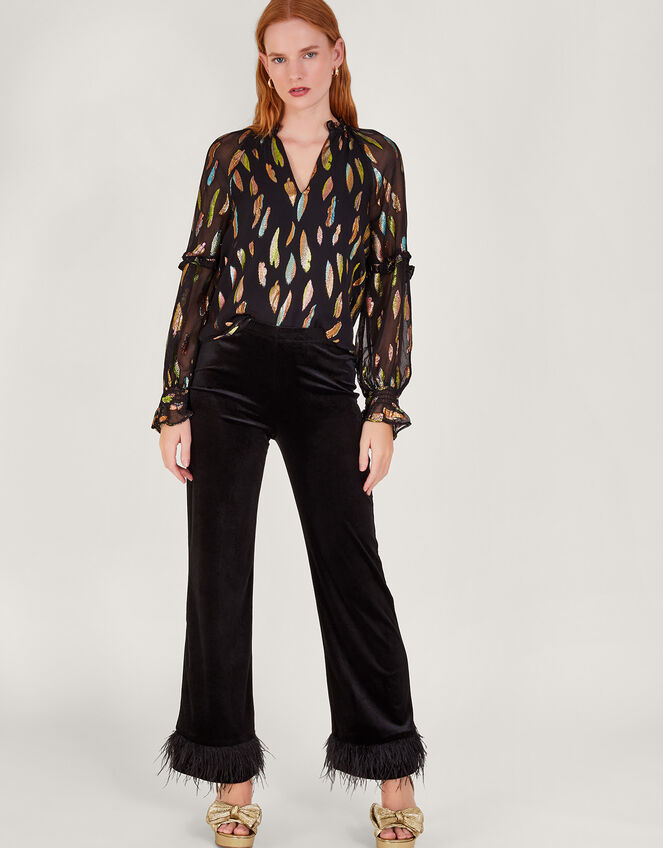 Fenna Feather Print Shirt Black