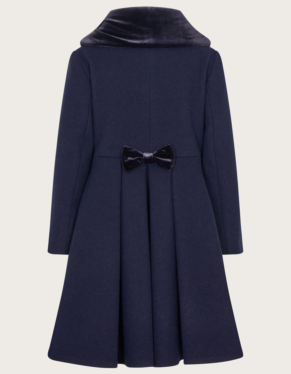 Velvet Collar High Low Coat in Wool Blend Blue | Girls' Coats & Jackets ...