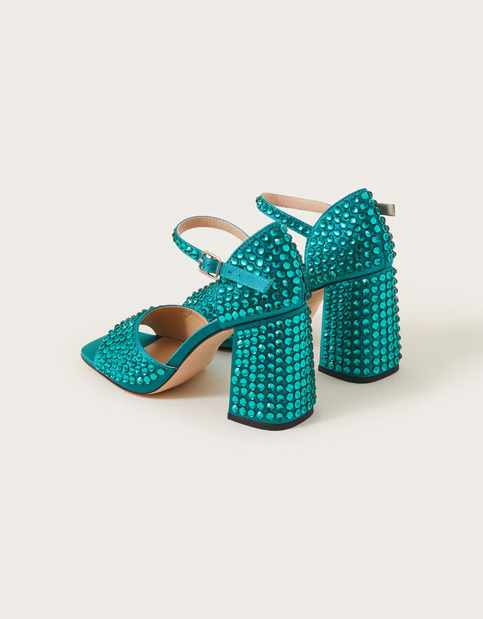 Gem Embellished Heels Teal