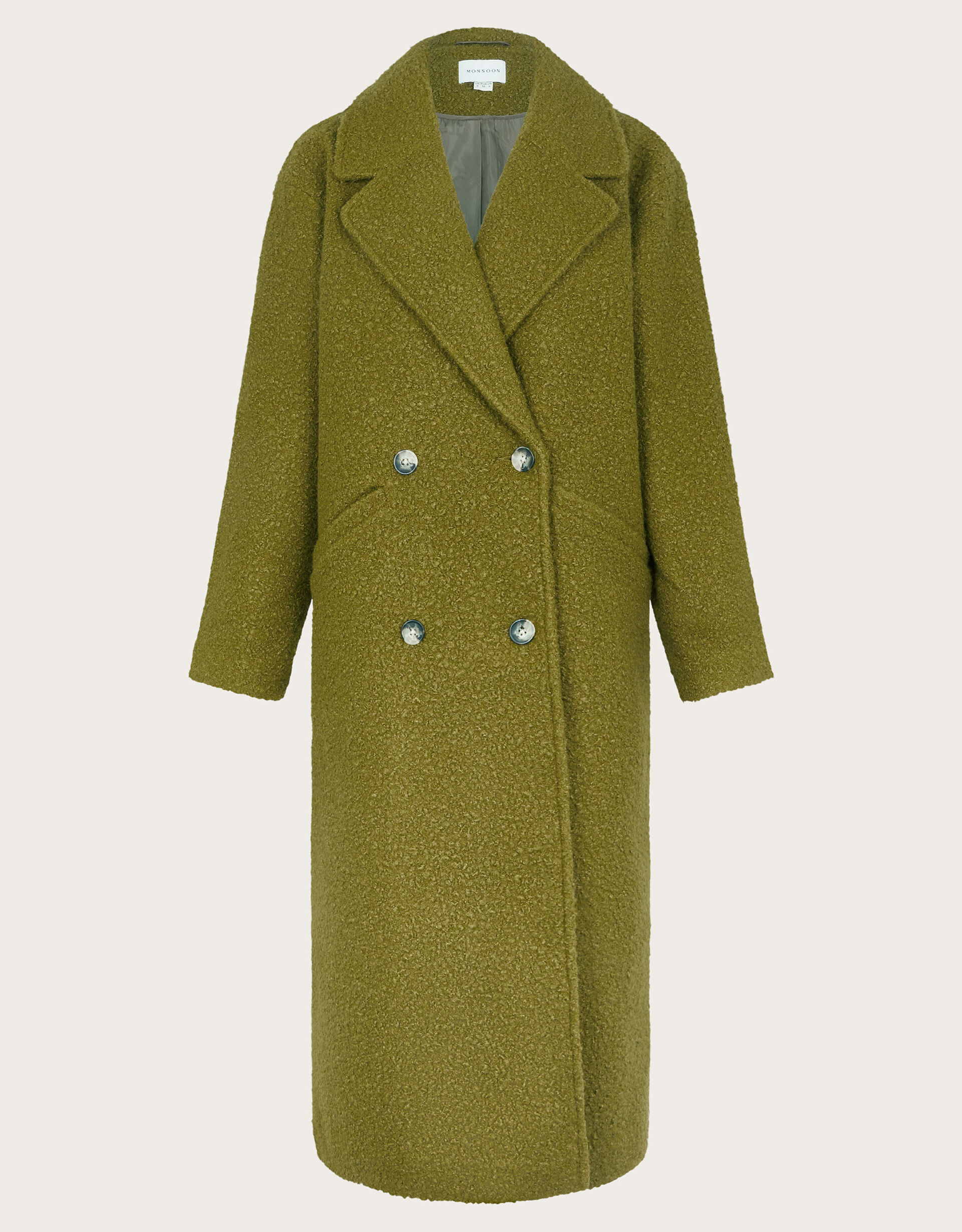 Ophelia Double-Breasted Boucle Coat Green | Women's Coats | Monsoon UK.