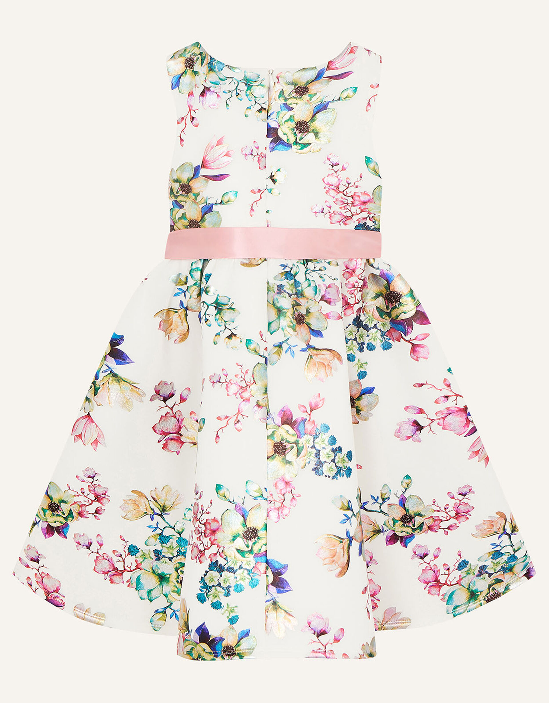 Foil Floral Scuba Dress Ivory | Girls' Dresses | Monsoon UK.