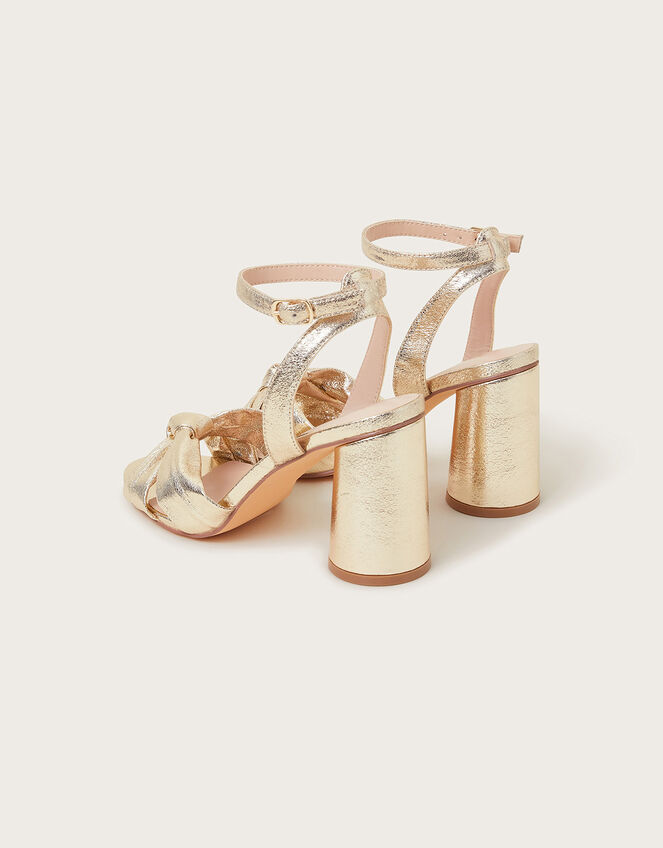 Knot Front Block Heel Sandals Gold | Occasion Shoes | Monsoon UK.