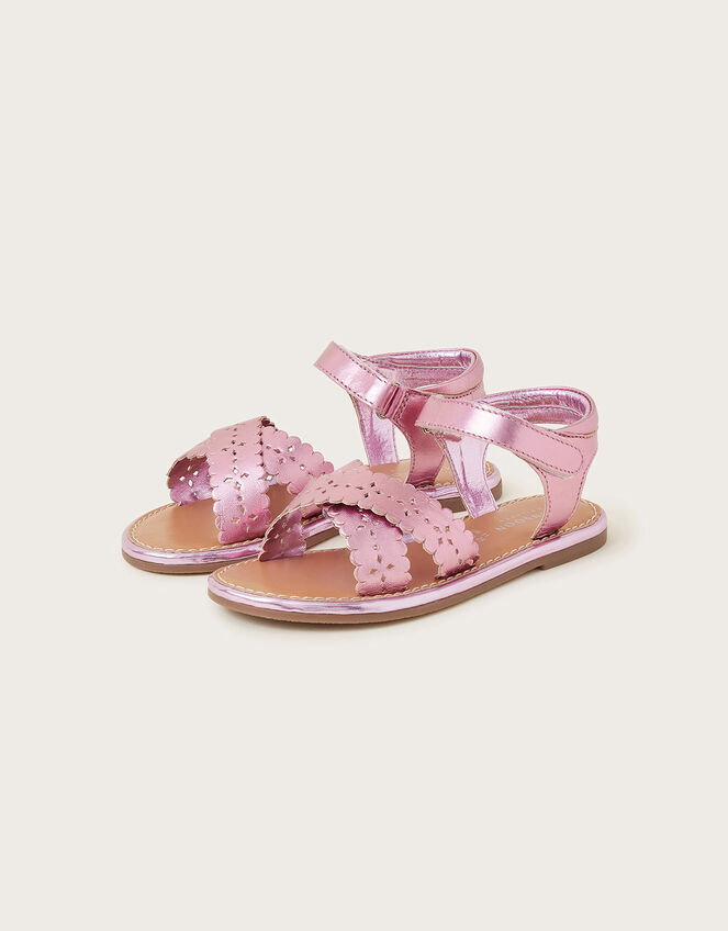 Leather Cutwork Sandals Pink | Girls' Sandals | Monsoon UK.