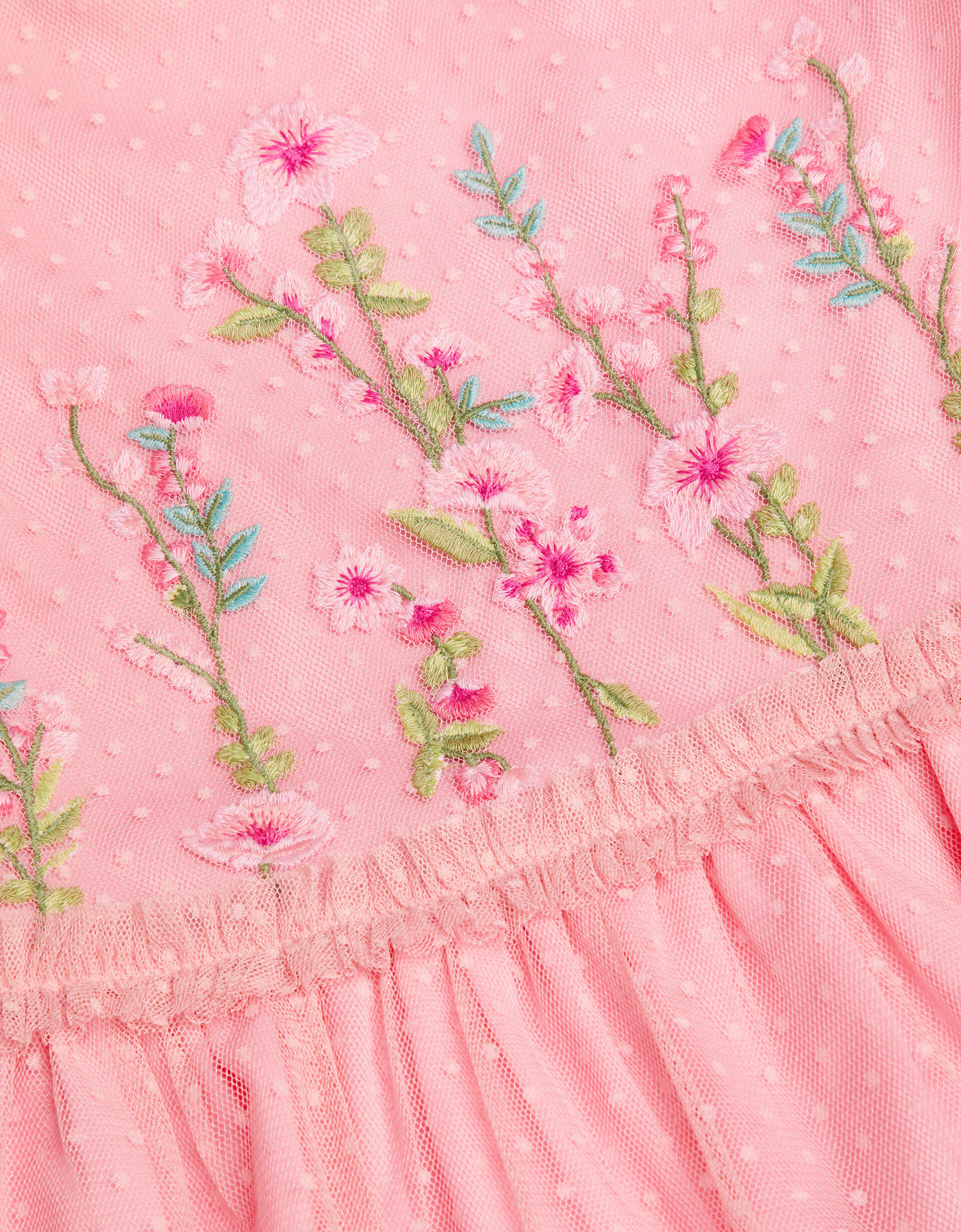 Floral Embellished Dobby Dress Pink | Girls' Dresses | Monsoon UK.