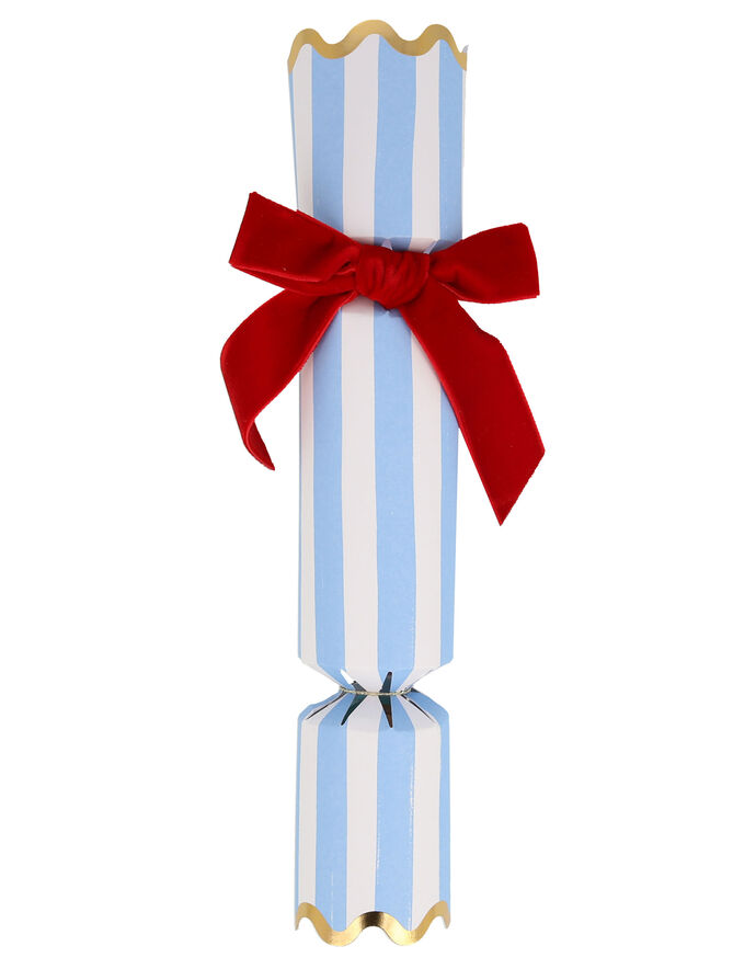 Meri Meri 6-Pack Stripe Velvet Bow Christmas Crackers