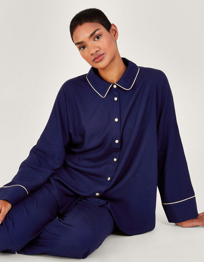 Pru Peacock Embroidered Pyjama Set Blue