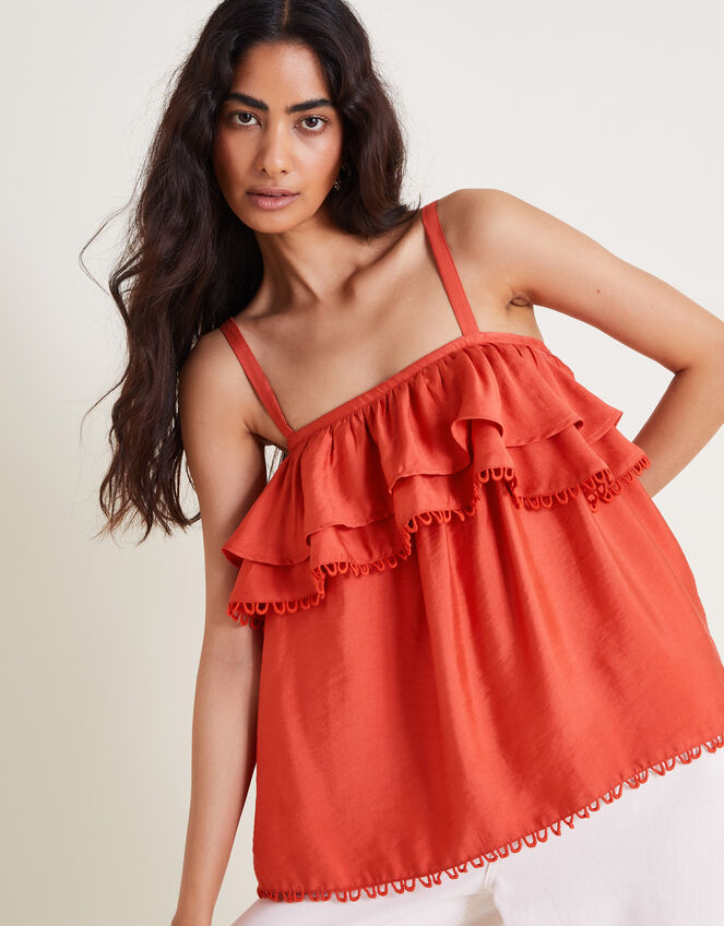 Aesha Frill Cami Top Orange | Vests, Camisoles And Sleeveless Tops ...