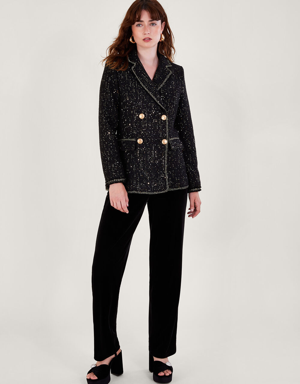 Poppy Tweed Jacket Black | Women's Jackets | Monsoon UK.