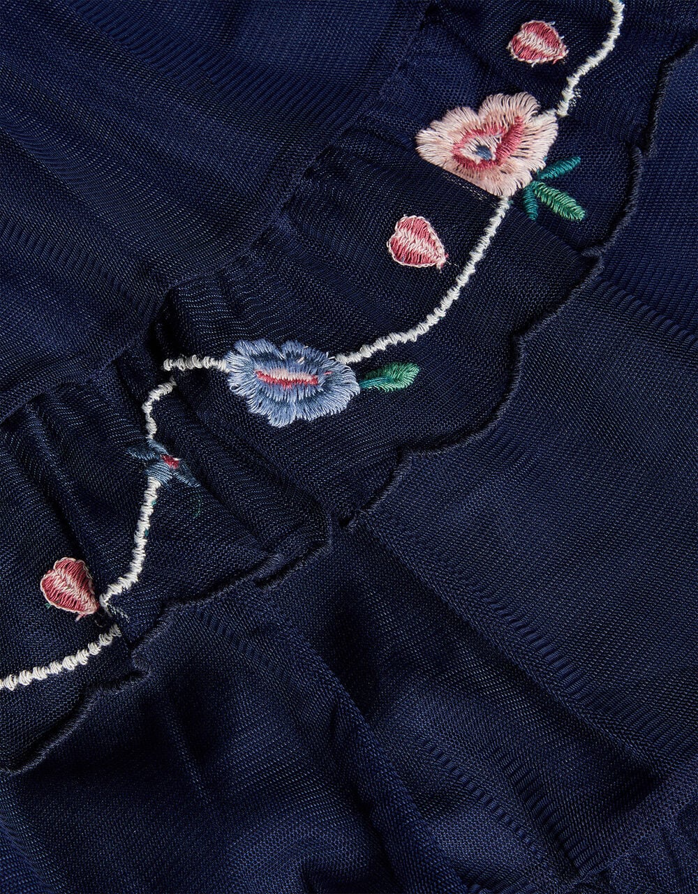 Embroidered Tier Mesh Dress in Recycled Polyester Blue | Girls' Dresses ...