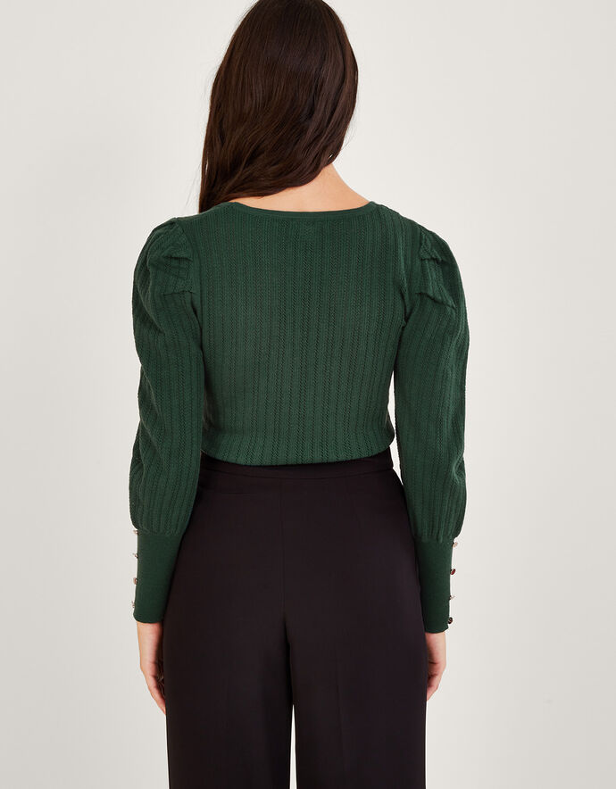 Stitch Sweetheart Neckline Jumper in Recycled Polyester Green ...