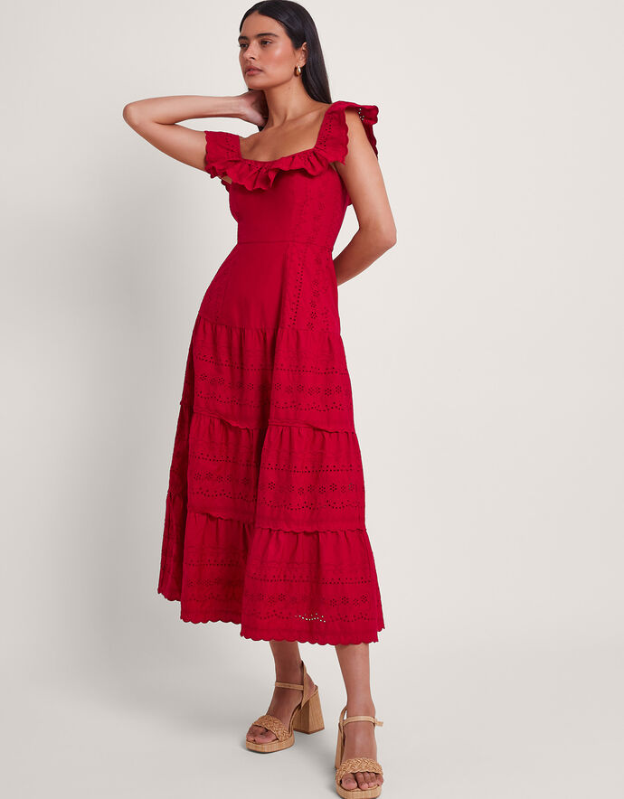 Lucy Broderie Dress Red | Day Dresses | Monsoon UK.