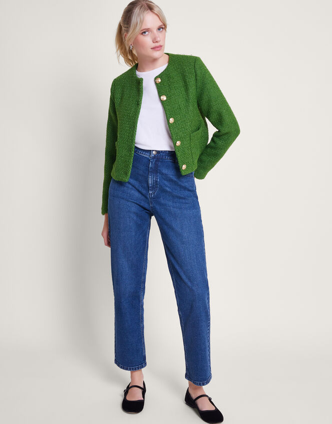 Maya Tweed Crop Jacket Green | Women's Jackets | Monsoon UK.