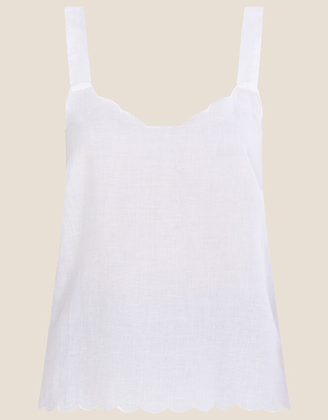 Scallop Plain Cami Top in Linen Blend White | Vests, Camisoles And ...