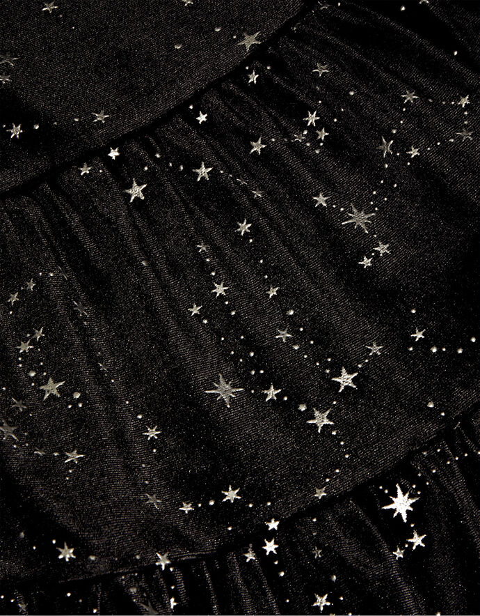Cosmic Print Velvet Dress Black