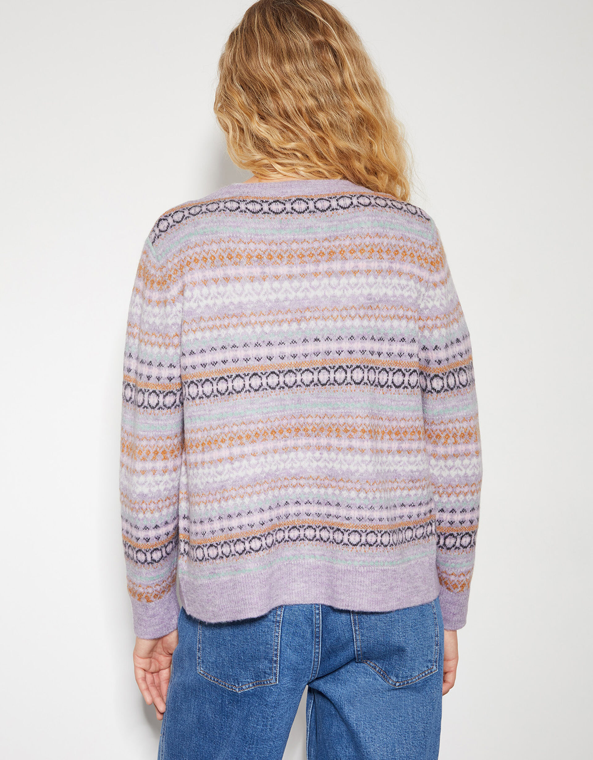 Fliss Fair Isle Cardigan Purple