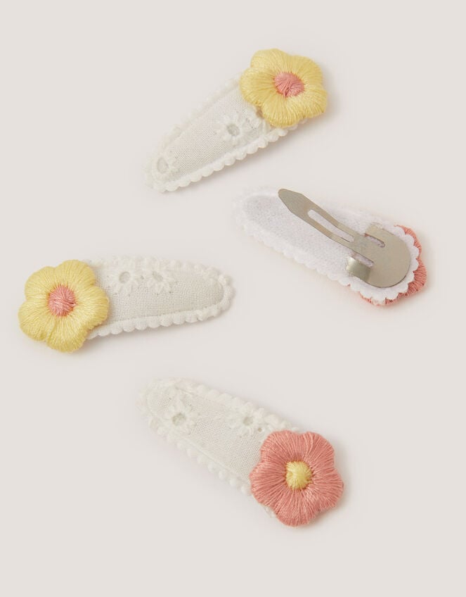 4-Pack Mini Daisy Broderie Hair Clips | Accessories | Monsoon UK.