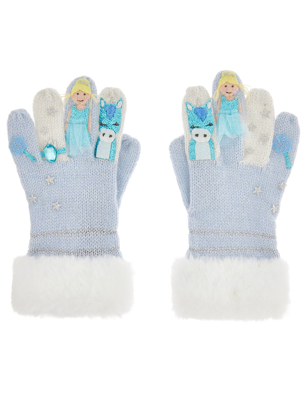 Frosted Princess Knit Gloves Blue