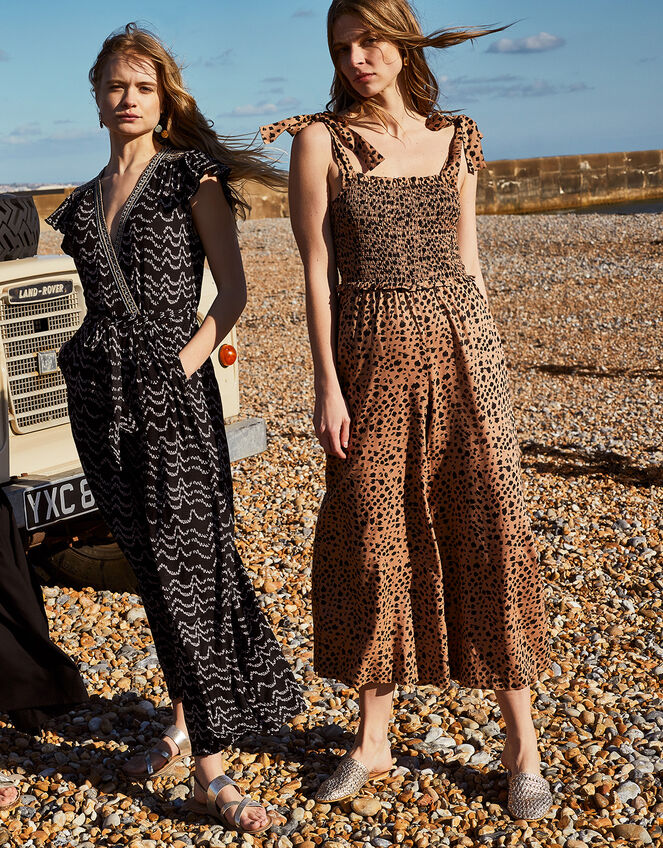 Animal Print Shirred Jumpsuit Natural | Jumpsuits | Monsoon UK.