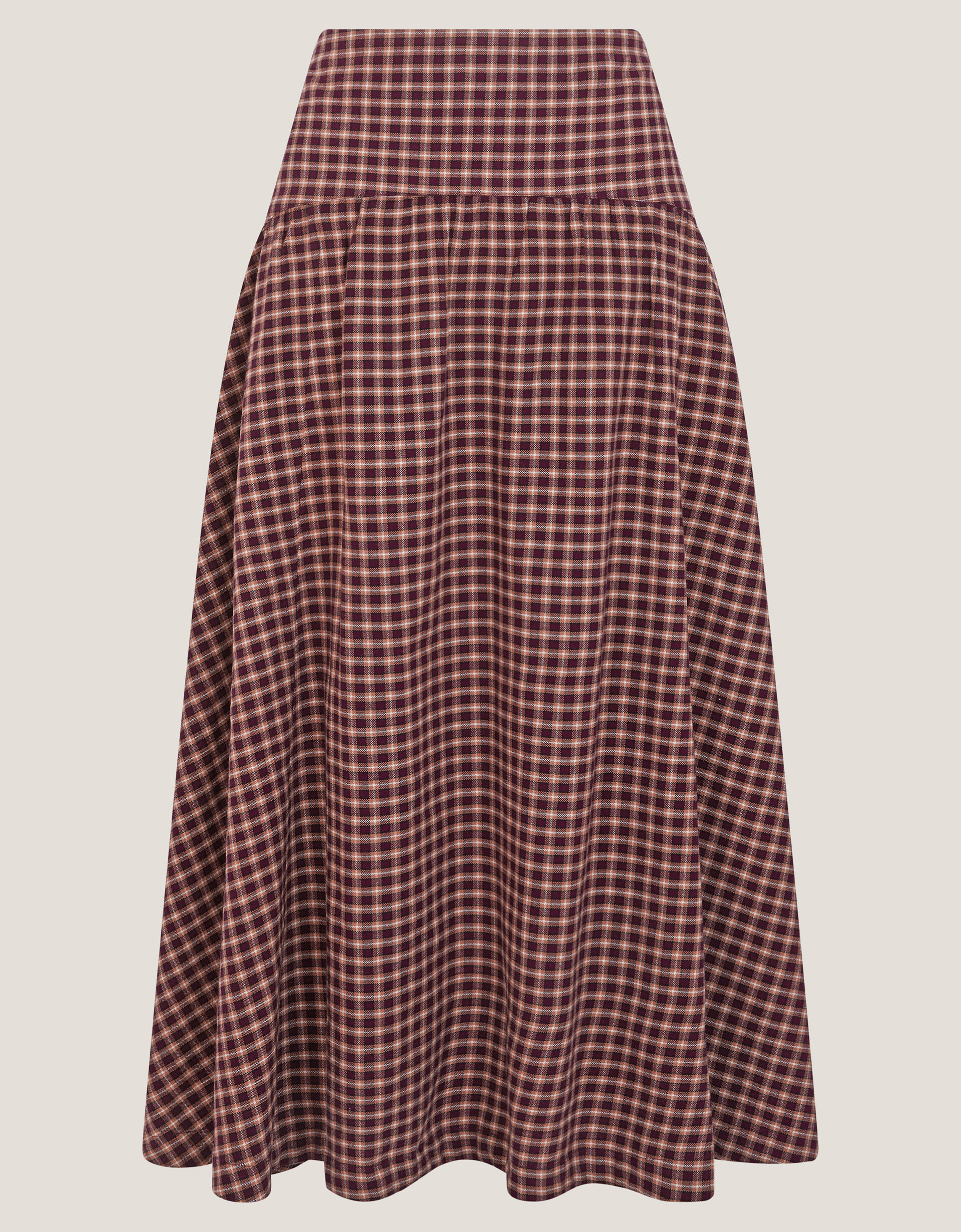 Agatha Check Drop Waist Midi Skirt Red | Skirts | Monsoon UK.