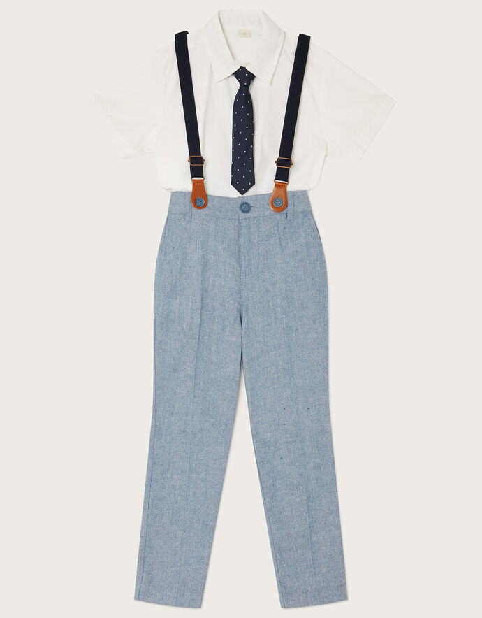 Nathan Trousers, Shirt and Tie Set with Braces Blue | Boys' Suits ...