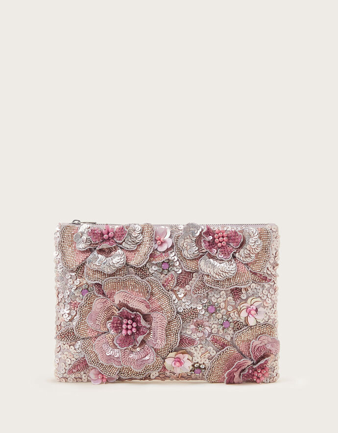 Hand-Embellished 3D Flower Pouch | Bags & Purses | Monsoon UK.