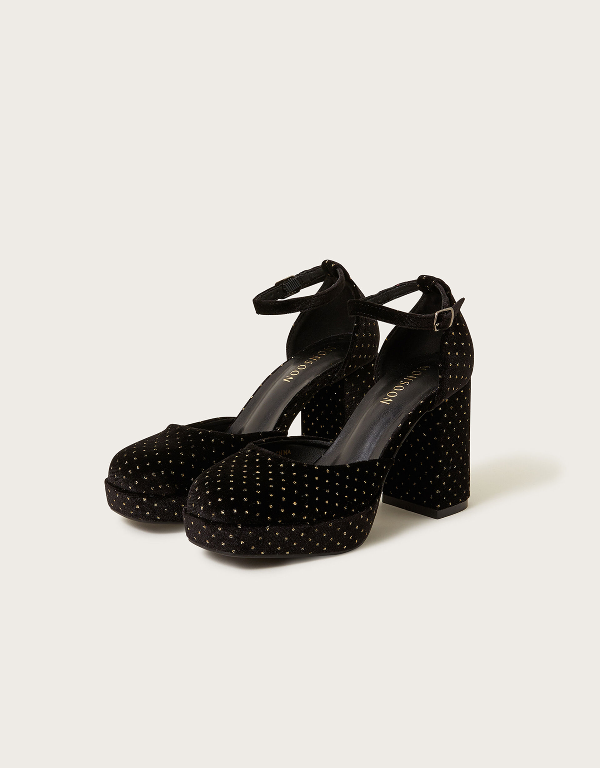 Velvet Spot Closed Toe Platform Heels Black