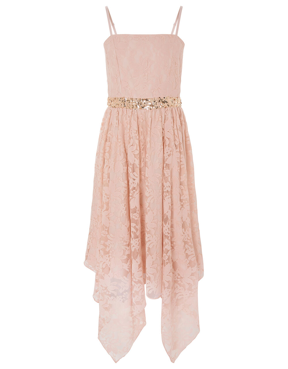 Lace Hanky Hem Prom Dress Pink | Girls' Dresses | Monsoon UK.