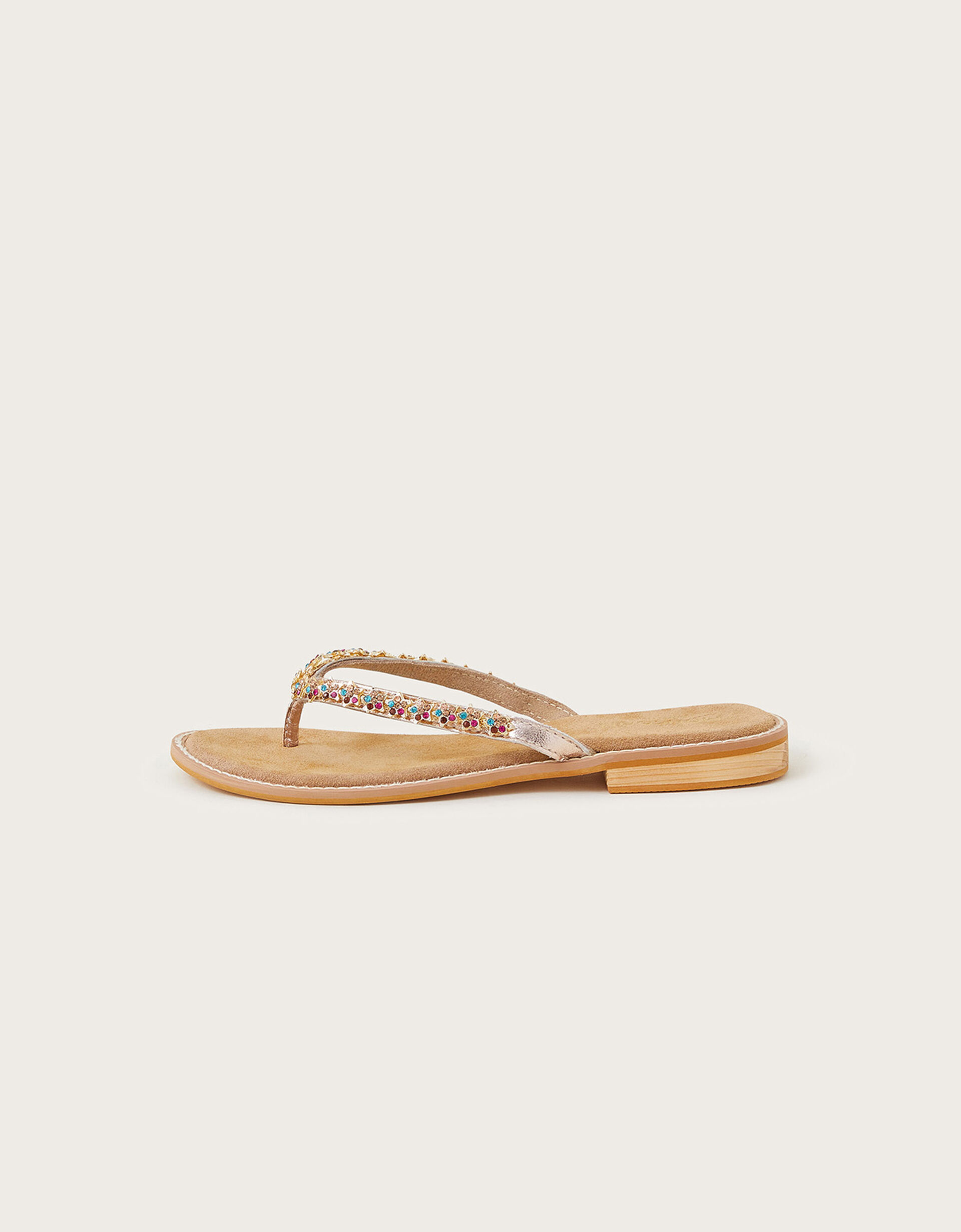 Diamante Suede Flip Flops Multi