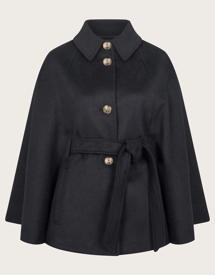 Cecily Military Cape Coat Black | Women's Coats | Monsoon UK.