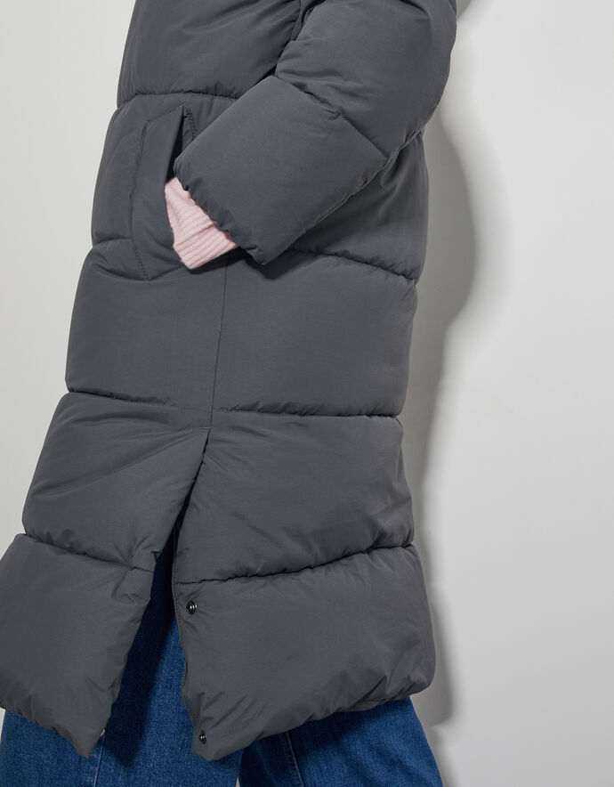 Lissy Long Hooded Puffer Coat Grey