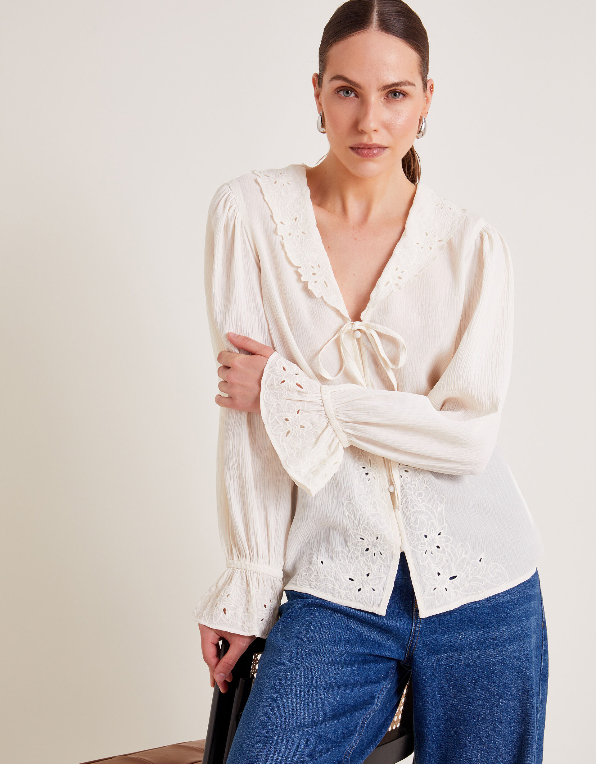 Clare Cutwork Blouse Ivory | Blouses & Shirts | Monsoon UK.