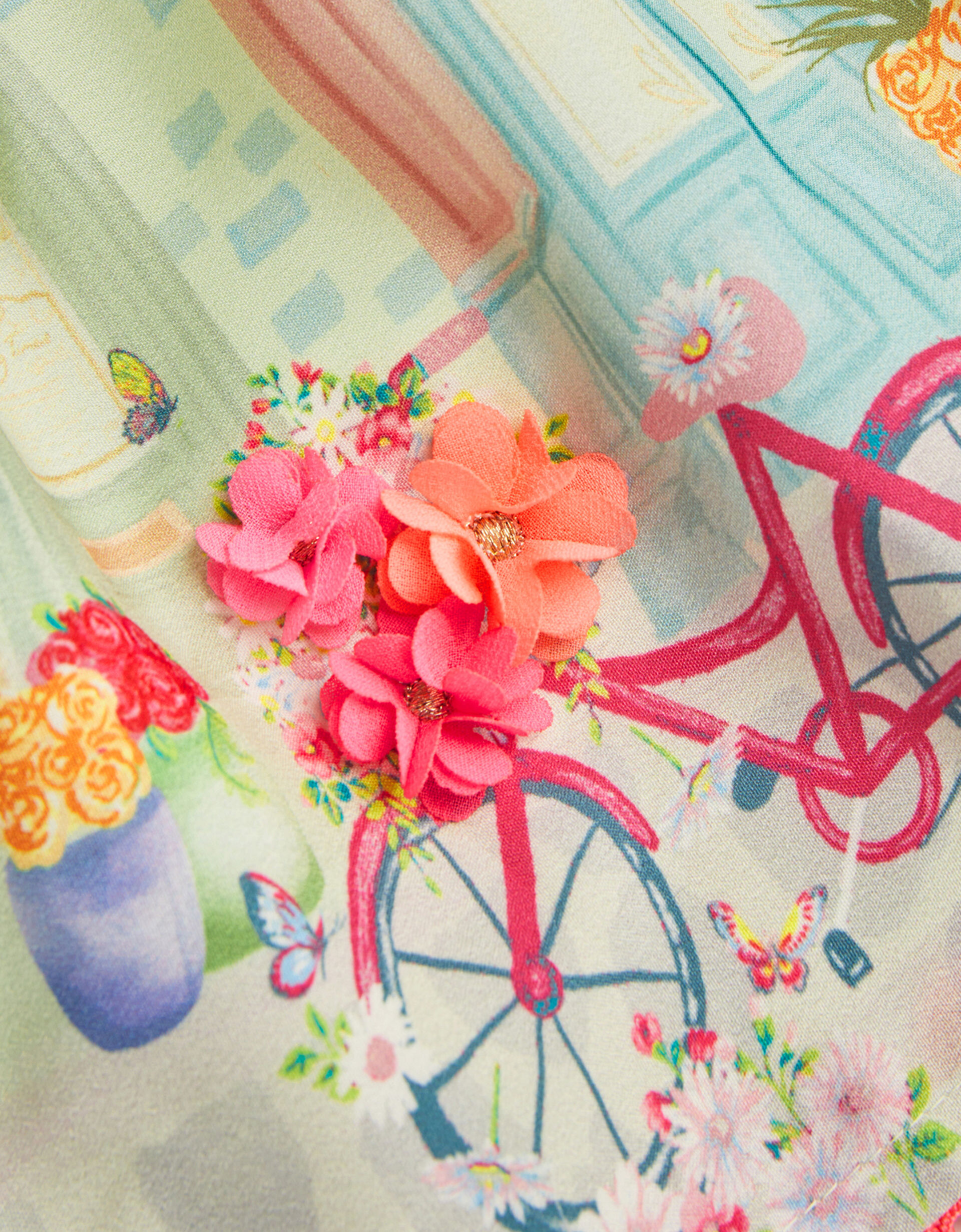 Town Scene Skirt Blue