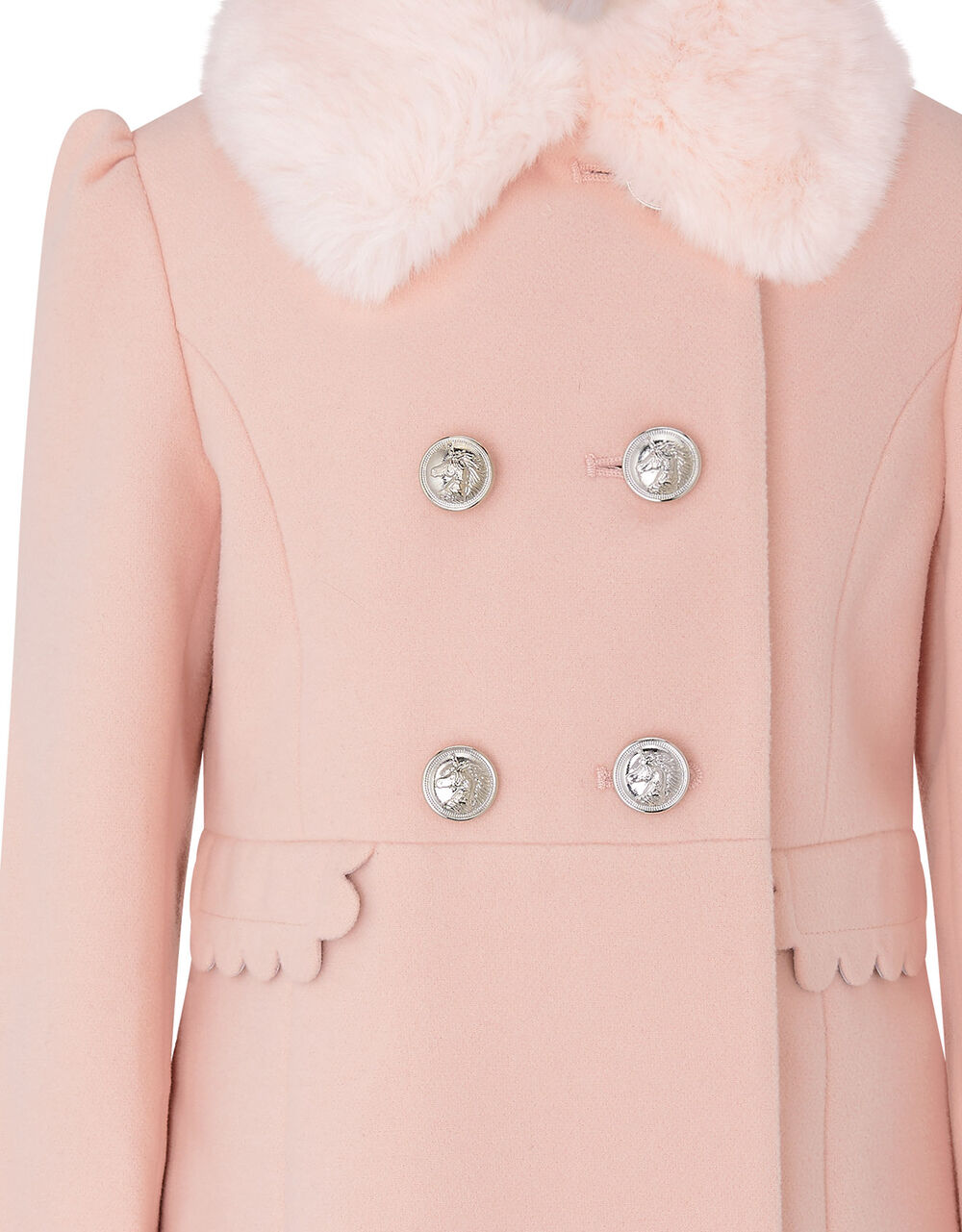 Scallop Trim Double-Breasted Coat Pink | Girls' Coats & Jackets ...