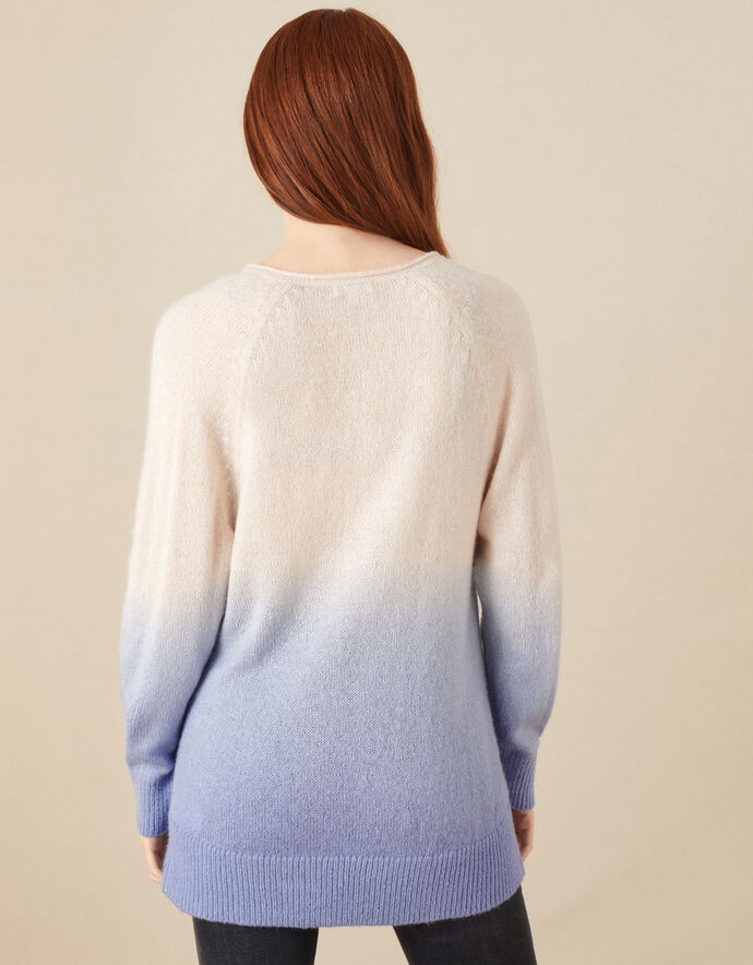 Dip Dye Jumper in Wool Blend Blue