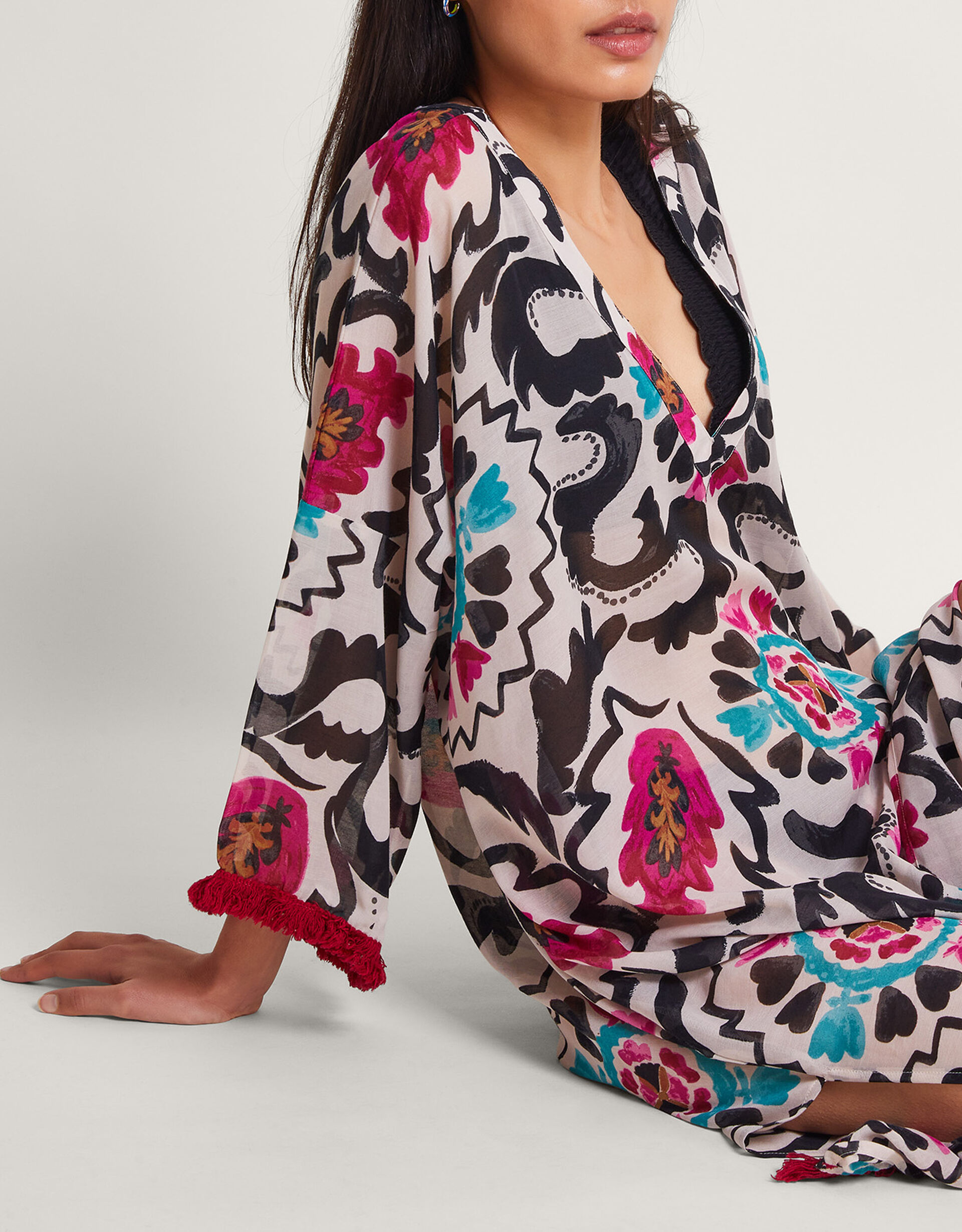 Fringe Print Kaftan | Accessories | Monsoon UK.